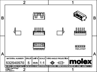 PCB Headers and Receptacles Part - 532540570 | Molex