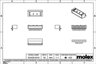 PCB Headers and Receptacles Part - 534261010 | Molex