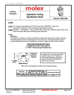 Applicators and Crimp Modules Part - 190472030 | Molex