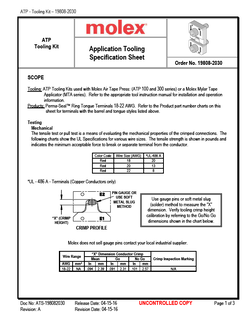 Crimp Presses and Crimp Hand Tools Part - 198082030 | Molex