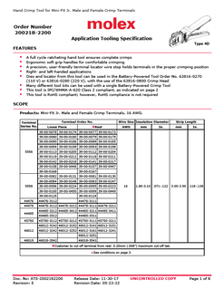 Crimp Presses and Crimp Hand Tools Part - 2002182200 | Molex