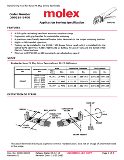 Crimp Presses and Crimp Hand Tools Part - 2002186400 | Molex