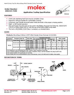 Applicators and Crimp Modules Part - 2002187100 | Molex