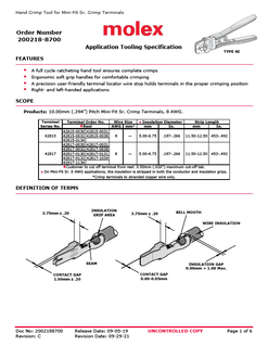 Crimp Presses and Crimp Hand Tools Part - 2002188700 | Molex