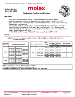 Applicators and Crimp Modules Part - 2037022200 | Molex