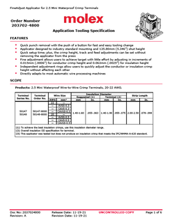 Applicators and Crimp Modules Part - 2037024800 | Molex