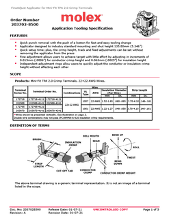 Applicators and Crimp Modules Part - 2037028500 | Molex