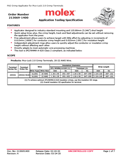 Applicators and Crimp Modules Part - 2130691400 | Molex