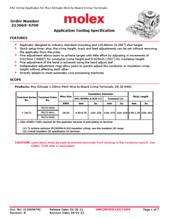 Applicators and Crimp Modules Part - 2130694700 | Molex