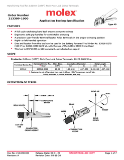 Crimp Presses and Crimp Hand Tools Part - 2133091000 | Molex