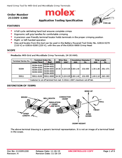 Crimp Presses and Crimp Hand Tools Part - 2133091200 | Molex