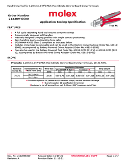 Crimp Presses and Crimp Hand Tools Part - 2133096500 | Molex