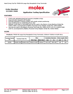 Crimp Presses and Crimp Hand Tools Part - 2133097600 | Molex