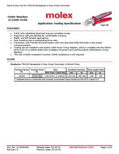 Crimp Presses and Crimp Hand Tools Part - 2133099100 | Molex