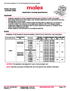 Applicators and Crimp Modules Part - 2157861900 | Molex
