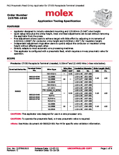 Applicators and Crimp Modules Part - 2157861910 | Molex