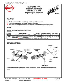 Crimp Presses and Crimp Hand Tools Part - 11010204 | Molex