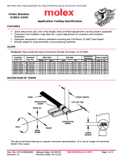 Applicators and Crimp Modules Part - 638026400 | Molex