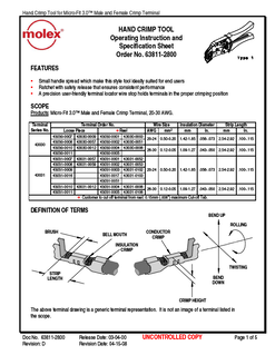 Crimp Presses and Crimp Hand Tools Part - 638112800 | Molex