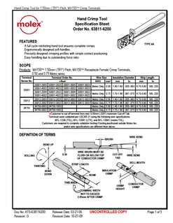 Crimp Presses and Crimp Hand Tools Part - 638116200 | Molex