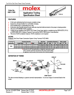 Crimp Presses and Crimp Hand Tools Part - 638117000 | Molex