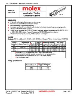 Crimp Presses and Crimp Hand Tools Part - 638117100 | Molex