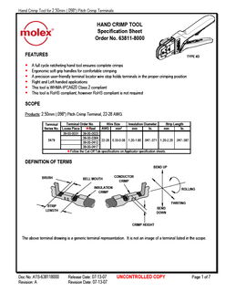 Crimp Presses and Crimp Hand Tools Part - 638118000 | Molex
