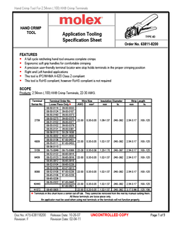 Crimp Presses and Crimp Hand Tools Part - 638118200 | Molex