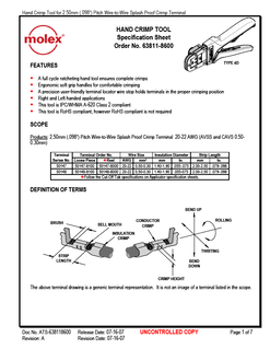 Crimp Presses and Crimp Hand Tools Part - 638118600 | Molex