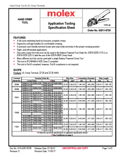 Crimp Presses and Crimp Hand Tools Part - 638118700 | Molex