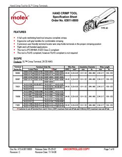 Crimp Presses and Crimp Hand Tools Part - 638118800 | Molex