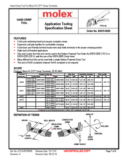 Crimp Presses and Crimp Hand Tools Part - 638190000 | Molex