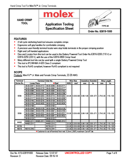Crimp Presses and Crimp Hand Tools Part - 638191000 | Molex