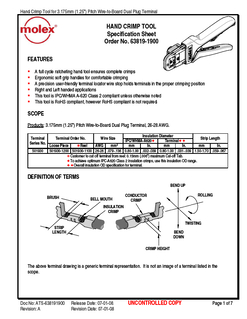 Crimp Presses and Crimp Hand Tools Part - 638191900 | Molex