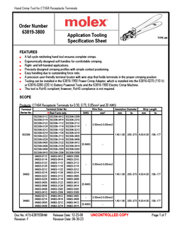 Crimp Presses and Crimp Hand Tools Part - 638193800 | Molex