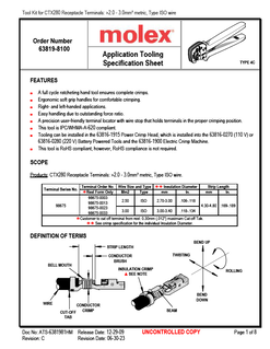 Application Tooling Accessories Part - 638198170 | Molex