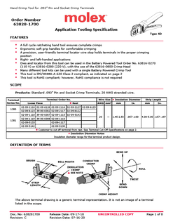 Crimp Presses and Crimp Hand Tools Part - 638281700 | Molex