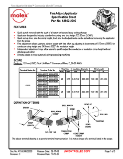 Applicators and Crimp Modules Part - 638622000 | Molex
