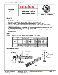 Applicators and Crimp Modules Part - 638688100 | Molex