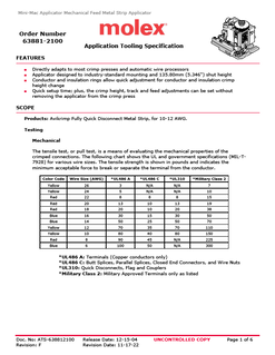 Applicators and Crimp Modules Part - 638812100 | Molex