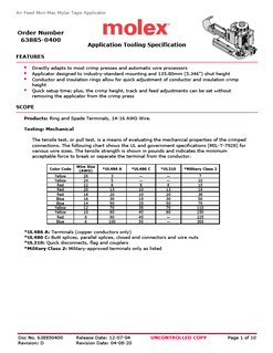 Applicators and Crimp Modules Part - 638850400 | Molex