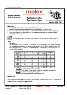 Applicators and Crimp Modules Part - 638857000 | Molex