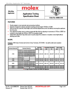 Applicators and Crimp Modules Part - 638882100 | Molex