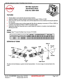 Applicators and Crimp Modules Part - 638916000 | Molex