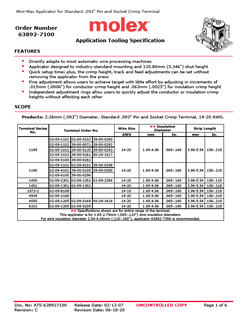 Applicators and Crimp Modules Part - 638927100 | Molex