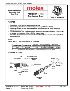 Applicators and Crimp Modules Part - 638953500 | Molex