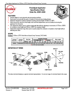 Applicators and Crimp Modules Part - 639012000 | Molex