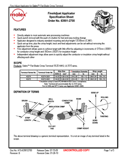 Applicators and Crimp Modules Part - 639012700 | Molex
