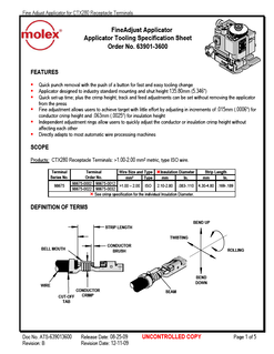 Applicators and Crimp Modules Part - 639013600 | Molex