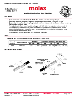 Applicators and Crimp Modules Part - 639026700 | Molex